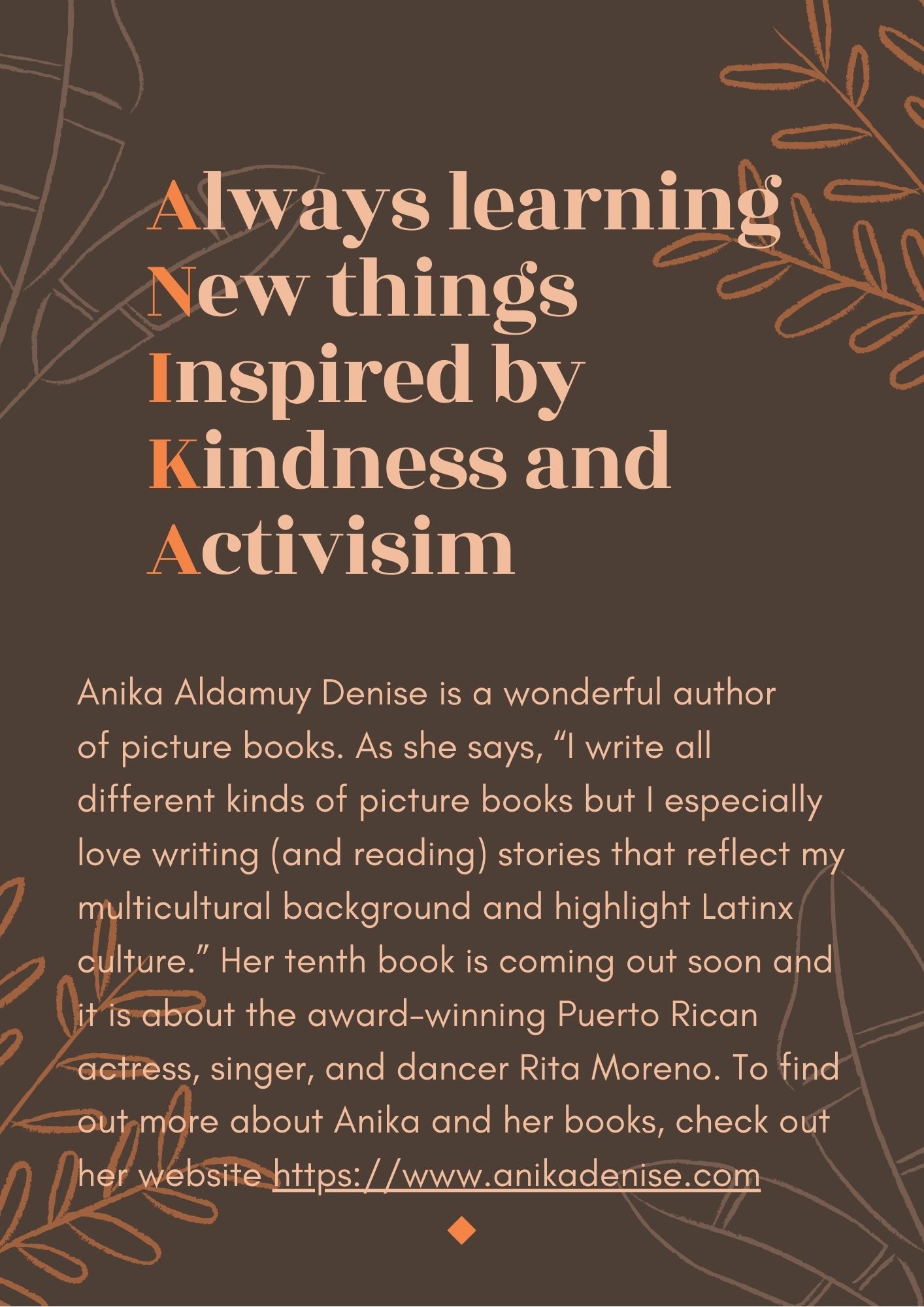 Author Acrostics with Anika Aldamuy Denise – Nancy Tupper Ling